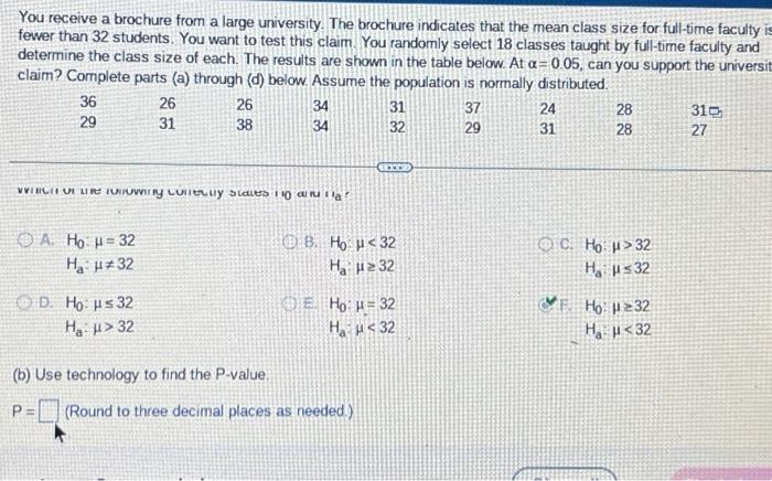 Solved You receive a brochure from a large university. The | Chegg.com