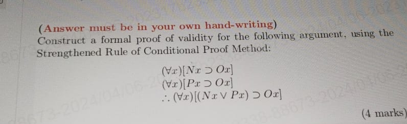 Solved (Answer must be in your own hand-writing)Construct a | Chegg.com