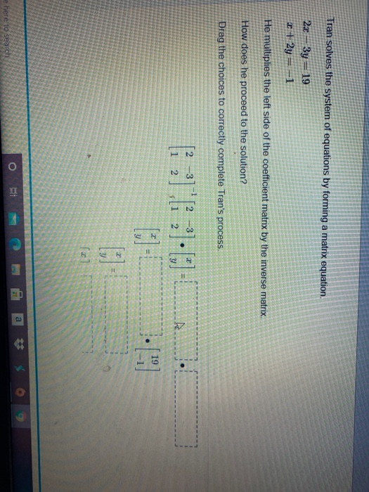 Solved tran solves the system of equations by forming a | Chegg.com