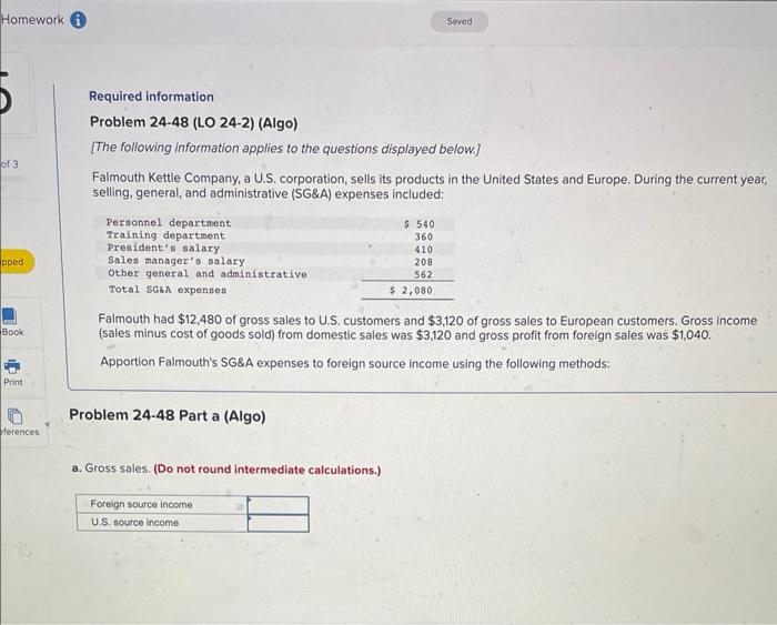 Solved Problem 24-48 (LO 24-2) (Algo) [The following | Chegg.com