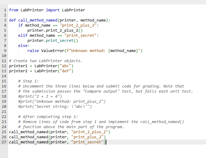 Solved ```from LabPrinter import LabPrinterdef | Chegg.com