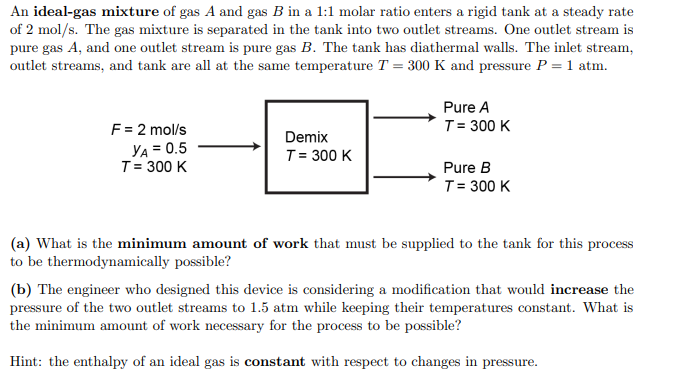 An ideal-gas mixture of gas \( ﻿A \) ﻿and gas \( ﻿B | Chegg.com