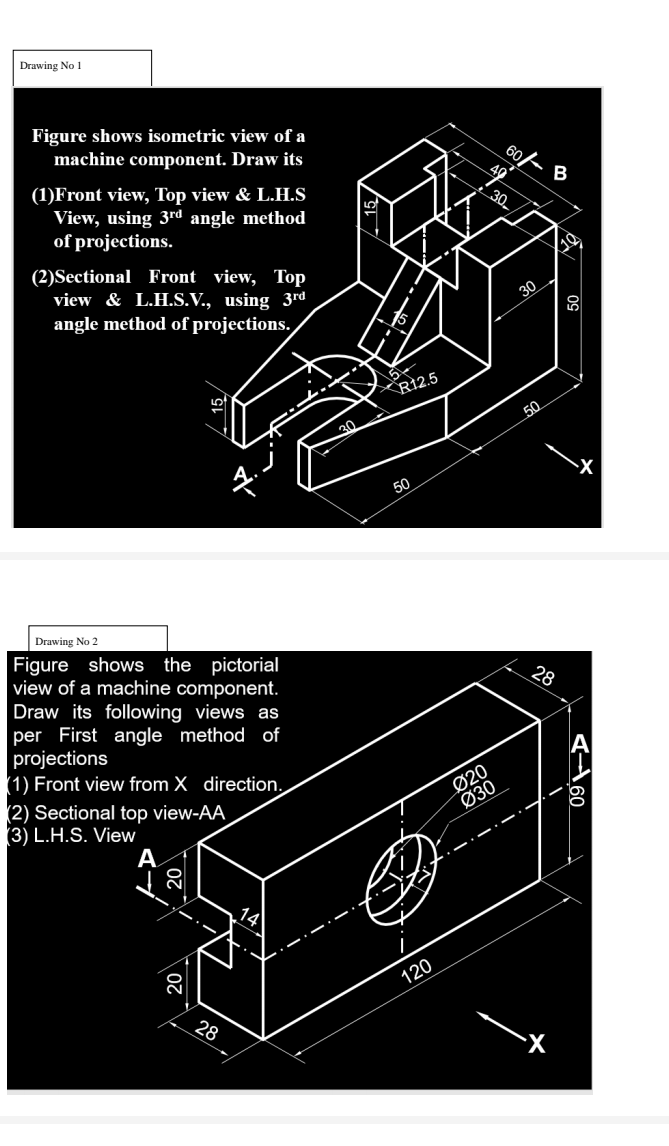 Solved Drawing No 1 B 30 Figure shows isometric view of a | Chegg.com