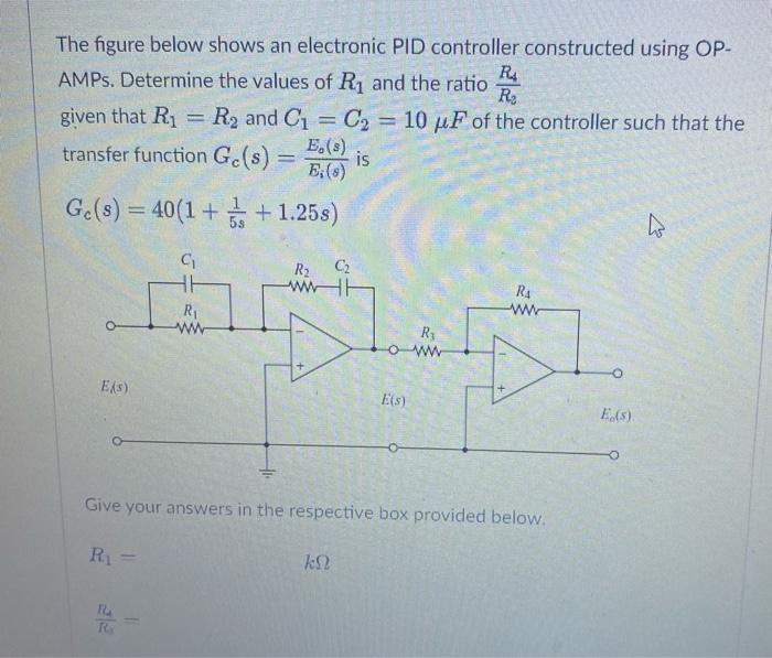 Solved The figure below shows an electronic PID controller | Chegg.com