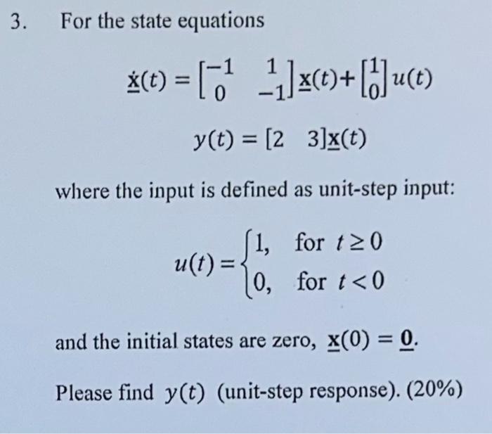 Solved 3. For the state equations | Chegg.com