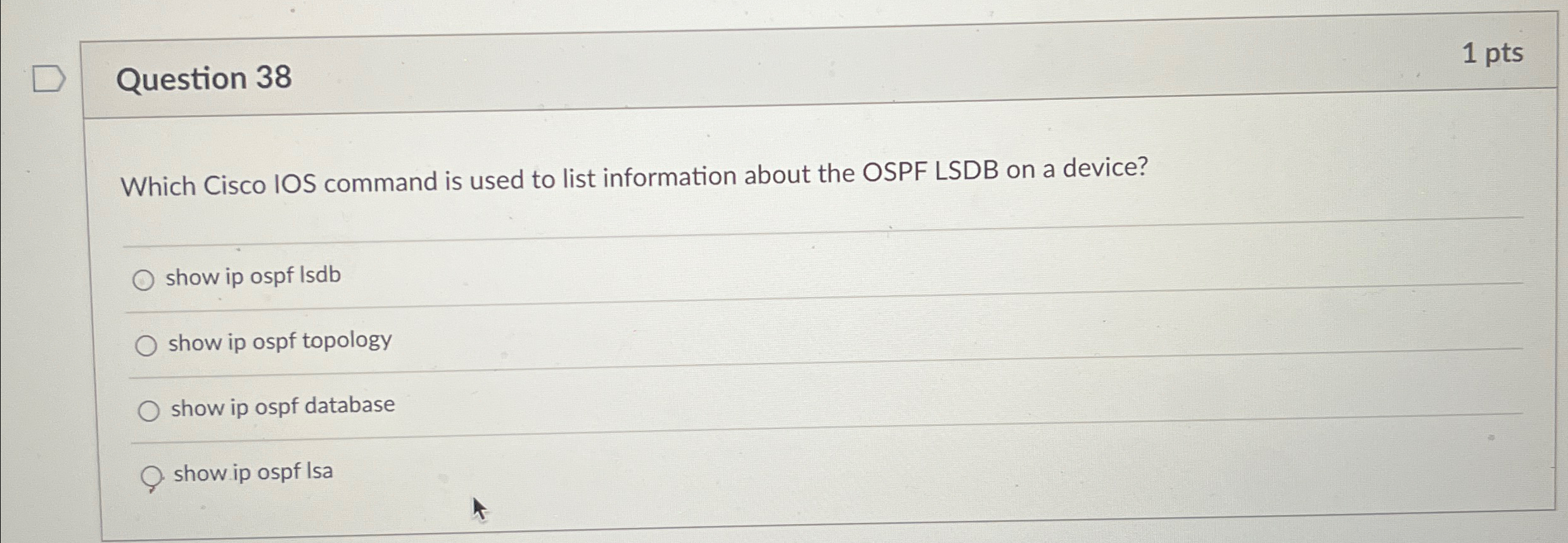 Solved Question 381 ﻿ptsWhich Cisco IOS command is used to | Chegg.com