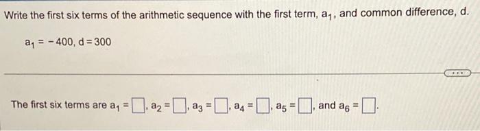 Solved Write the first six terms of the arithmetic sequence | Chegg.com