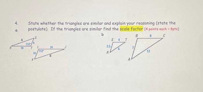 Solved State whether the triangles are similar and explain | Chegg.com
