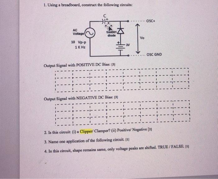 Solved 1. Using a breadboard, construct the following | Chegg.com