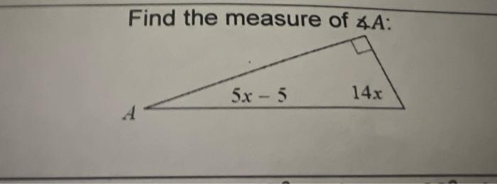 Solved Find the measure of \( \Varangle A \) : | Chegg.com