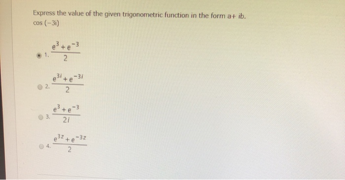 Solved Express the value of the given trigonometric function | Chegg.com