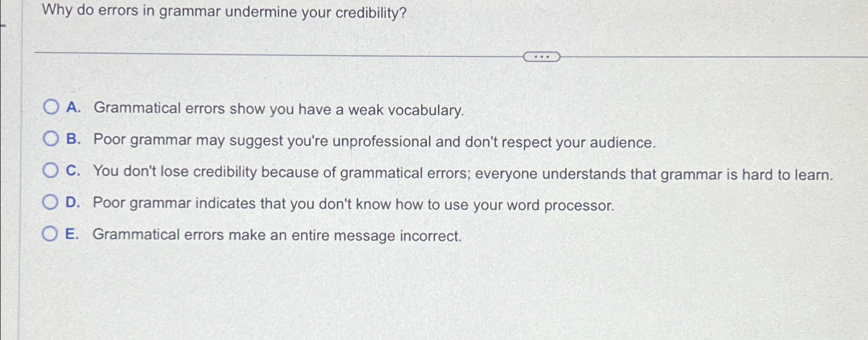 Solved Why do errors in grammar undermine your | Chegg.com