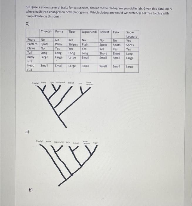 Solved 1) Based on the cladogram presented below: a) wvat | Chegg.com
