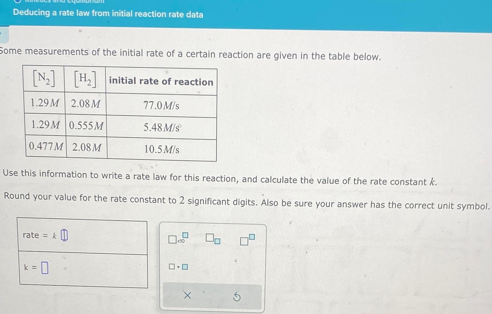 Solved Deducing A Rate Law From Initial Reaction Rate