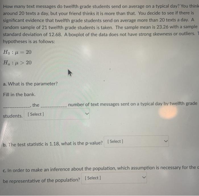 Solved How many text messages do twelfth grade students send | Chegg.com