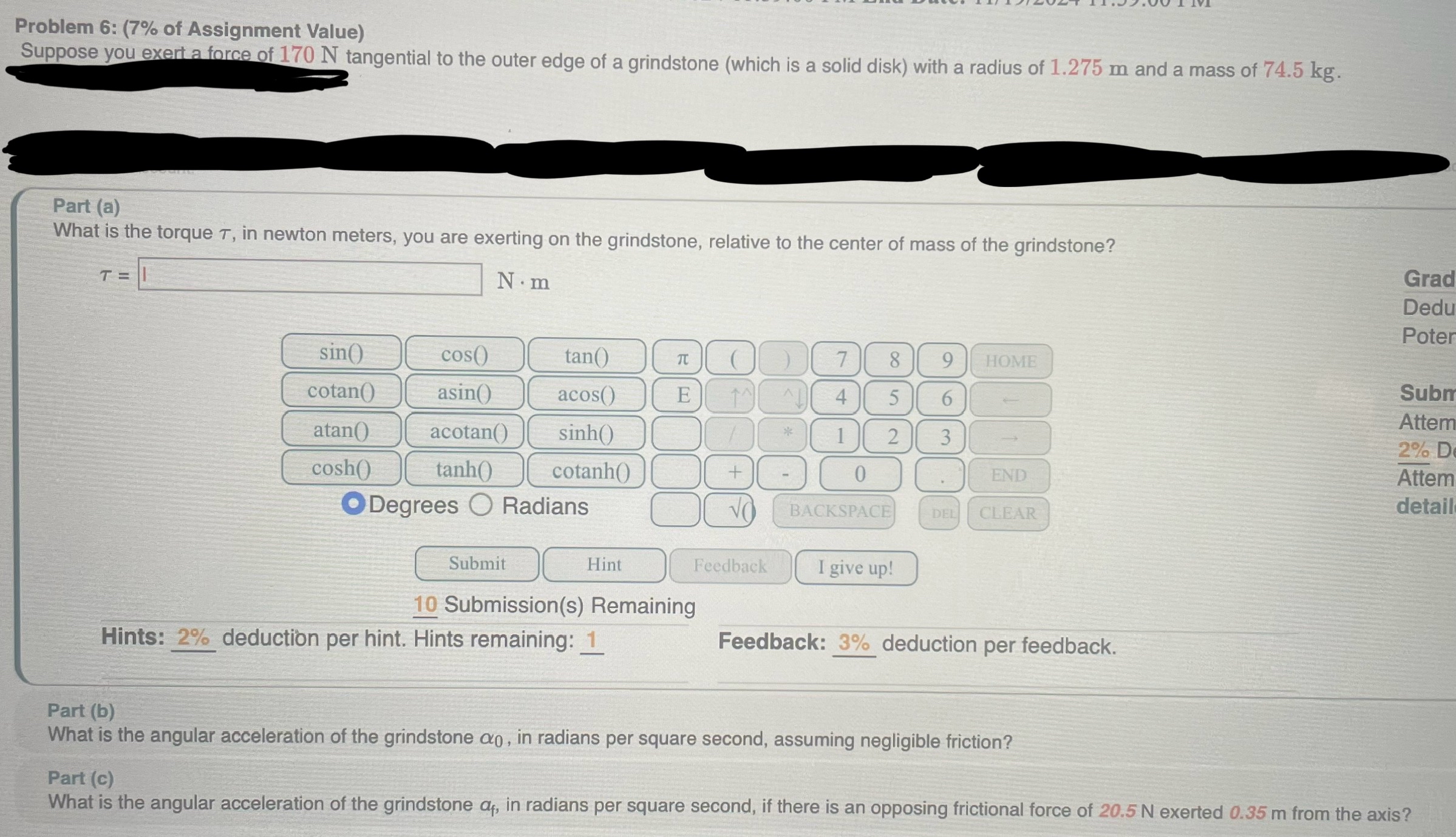 Solved Problem 6: (7% ﻿of Assignment Value)Suppose you exert | Chegg.com