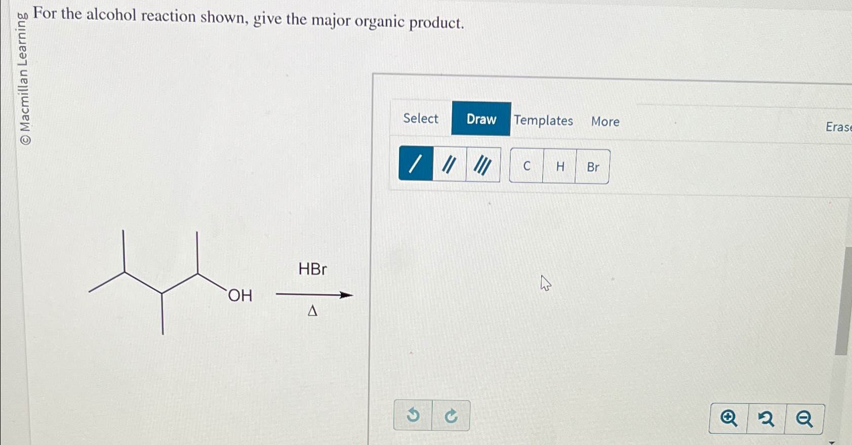 Solved ?c ﻿For the alcohol reaction shown, give the major | Chegg.com