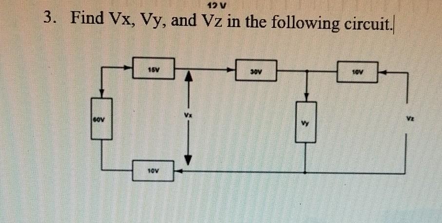 Solved 3. Find Vx,Vy, and Vz in the following circuit. | Chegg.com