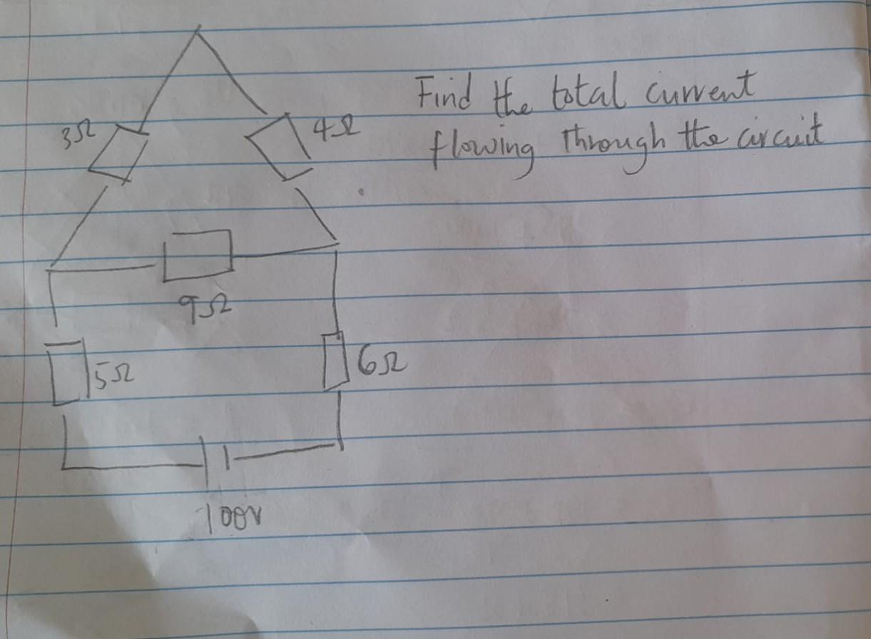 Solved ind the total current flowing through the arcuit | Chegg.com