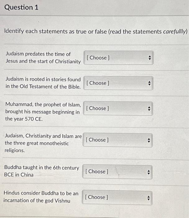 Identify each statements as true or false (read the | Chegg.com
