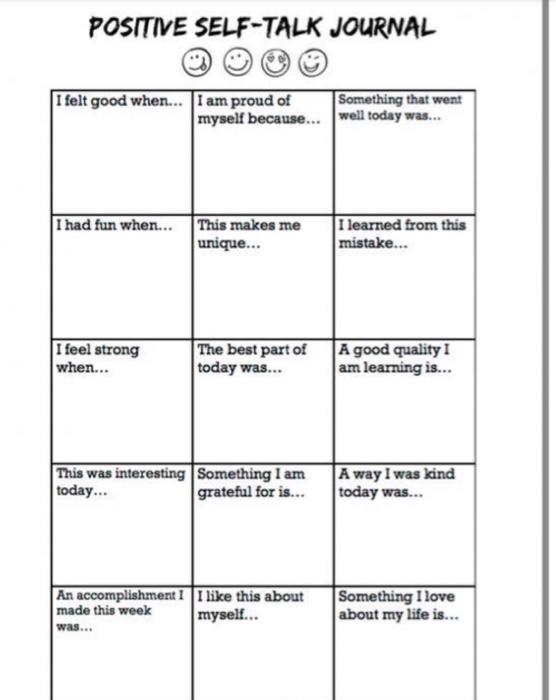 POSITNE SELF-TALK JOURNAL | Chegg.com