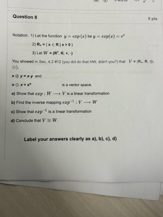 Solved Notation: 1) Let the function y=exp(x) be y=exp(x)=ex | Chegg.com
