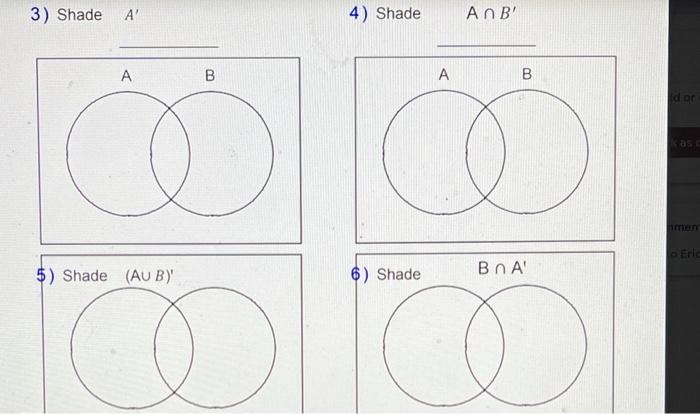 Solved Shade the Diagrams 1 ) Shade АПВ 2) Shade AUB A B A B | Chegg.com