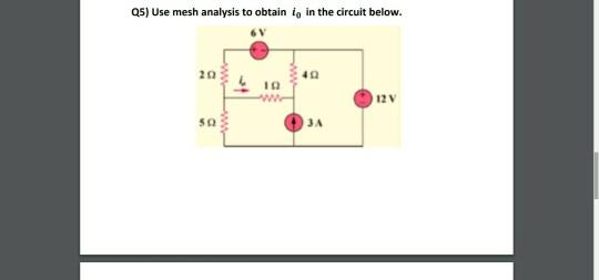 Solved Q5) Use mesh analysis to obtain in in the circuit | Chegg.com