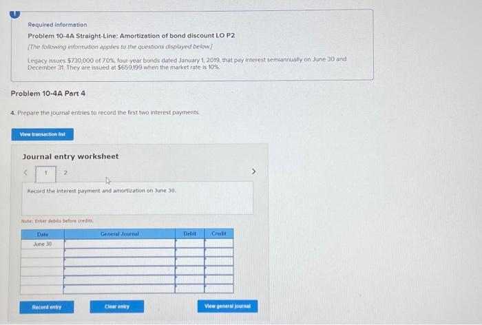 Solved Required information Problem 10-4A Straight-Line: | Chegg.com