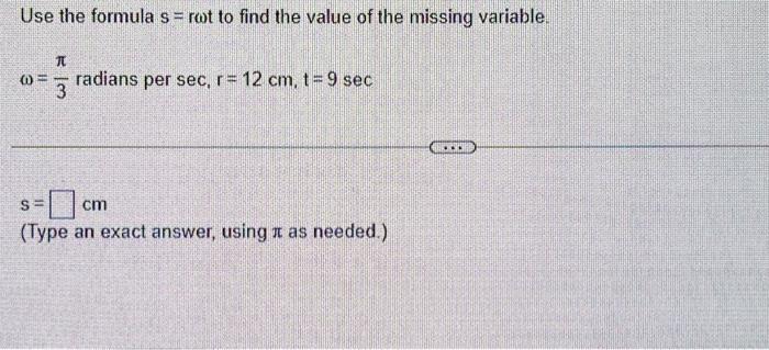 Solved Use the formula s = root to find the value of the | Chegg.com