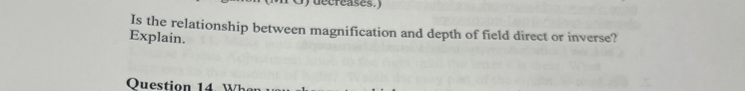 Solved Is the relationship between magnification and depth | Chegg.com