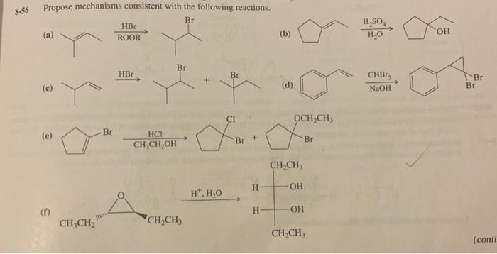 Solved 8.56 Propose mechanisms consistent with the following | Chegg.com