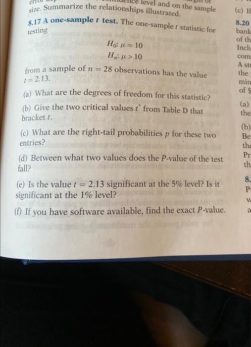 Solved size. Summarize the relationships illustrated. 8.17 A | Chegg.com