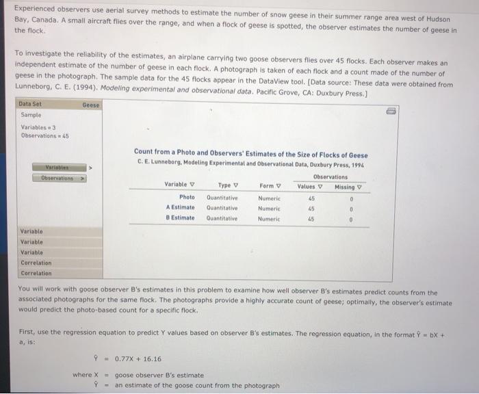 Solved Experienced observers use aerial survey methods to | Chegg.com