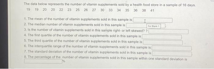 Solved it The data below represents the number of vitamin | Chegg.com