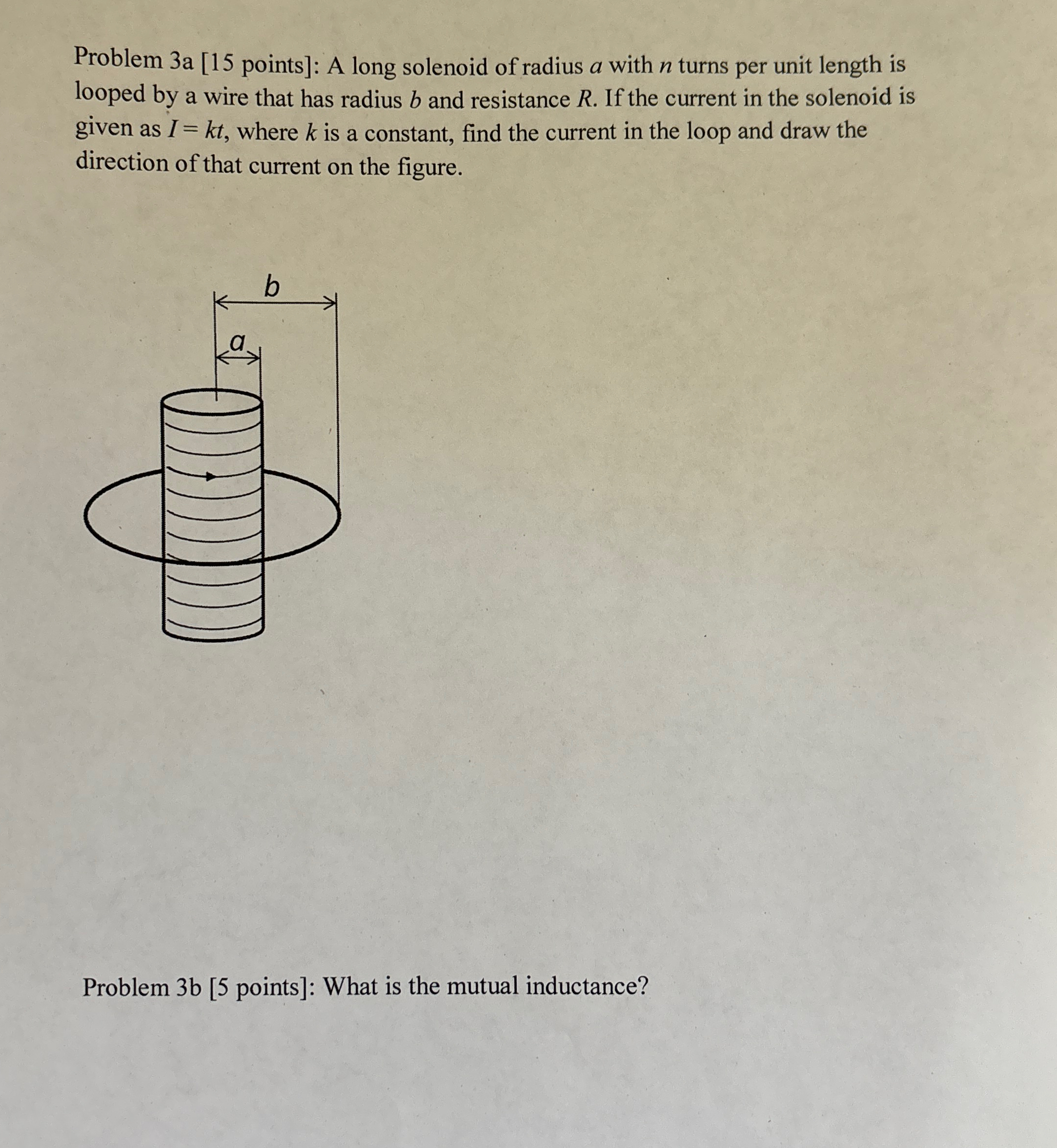 Solved Problem 3a [15 ﻿points]: A long solenoid of radius a | Chegg.com