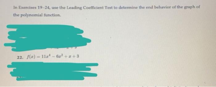 Solved In Exercises 19-24, use the Leading Coefficient Test | Chegg.com