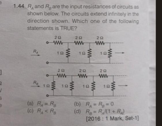 Solved .44RA and RB are the input resistances of circuits as | Chegg.com
