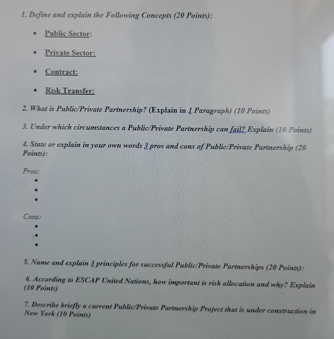 Solved 1. Define and explain the Following Concepts (20 | Chegg.com