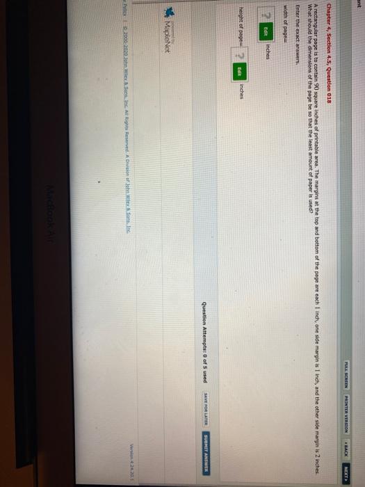 Solved ant FULL SCREEN PRINTER VERSION BACK NEXT Chapter 4, | Chegg.com