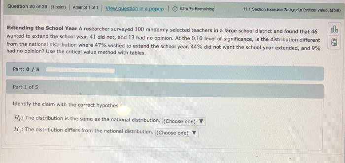Solved Question 20 of 20 (1 point) Attempt 1 of 1 View | Chegg.com
