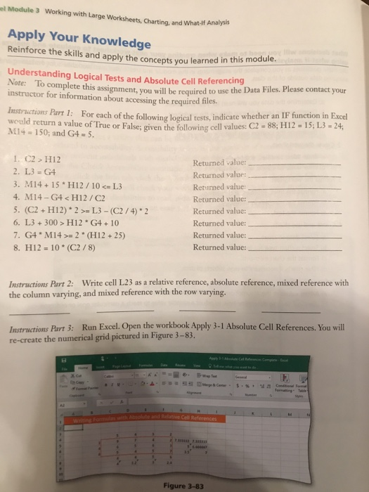 l Module 3 Working with Large Worksheets, Charting, | Chegg.com