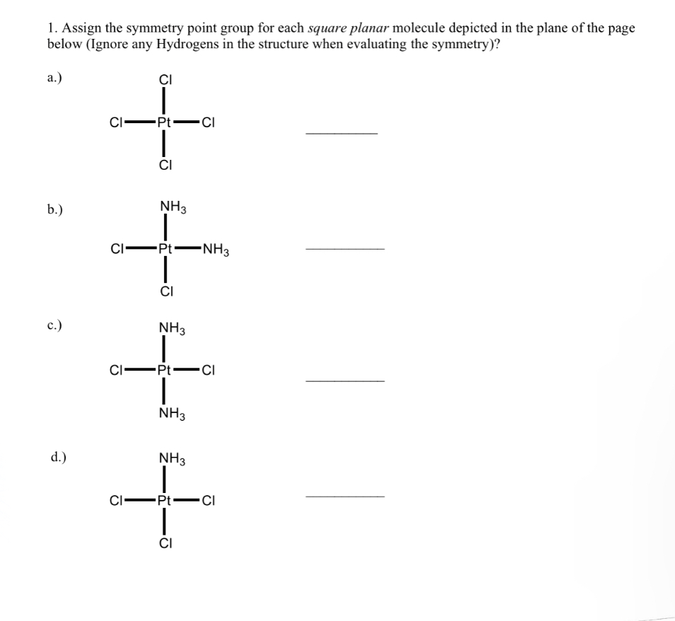 Solved Assign the symmetry point group for each square | Chegg.com Solved Assign the symmetry point group for each square | Chegg.com