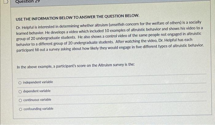 Solved USE THE INFORMATION BELOW TO ANSWER THE QUESTION | Chegg.com