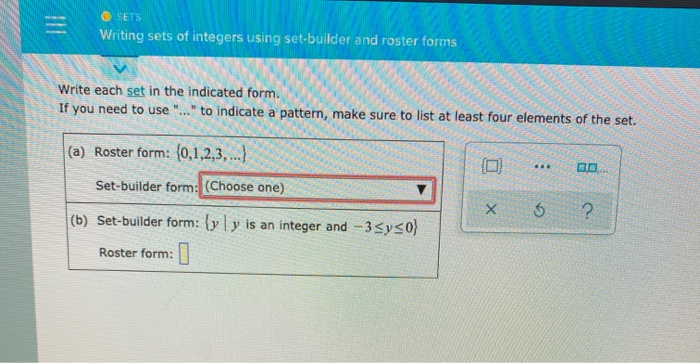 Solved SETS Writing sets of integers using set-builder and | Chegg.com