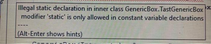 Illegal static declaration in inner class | Chegg.com
