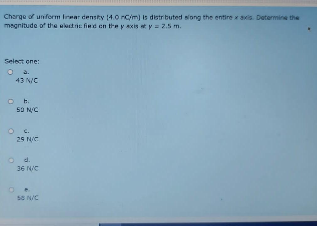 Solved Charge of uniform linear density (4.0 nC/m) is | Chegg.com