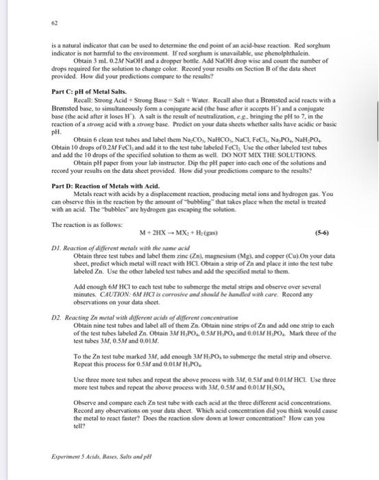 64 Name Lab Section Date REPORT ON EXPERIMENT 5 | Chegg.com