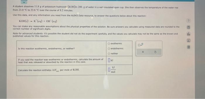 Solved A student dissolves 11.8 g of potassium hydroxide | Chegg.com