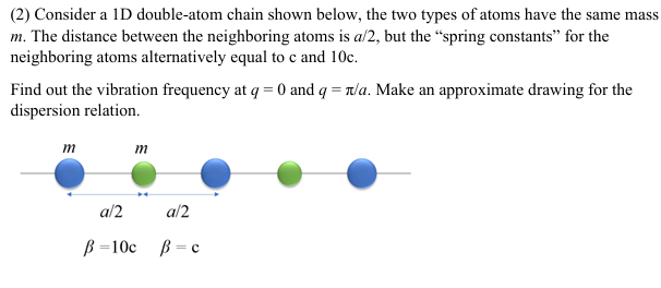 (2) ﻿Consider a 1D double-atom chain shown below, the | Chegg.com